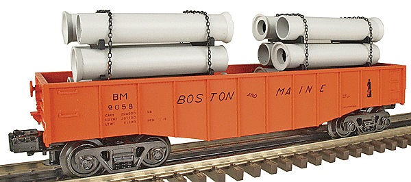 IndustRail - Gondola w/Pipe Load 3-Rail - Boston & Maine - 351-1003001