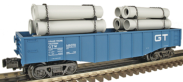 IndustRail - Gondola w/Pipe Load 3-Rail - Grand Trunk Western - 351-1003003