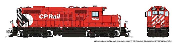 Rapido - GP9u Low-Nose Rebuild - Standard DC - Canadian Pacific #1595 (Action Red, white, black ...