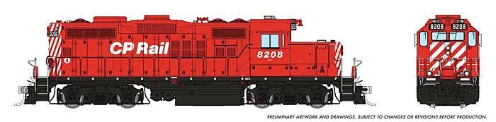 Rapido - GP9u Low-Nose Rebuild - Standard DC - Canadian Pacific #8208 (Action Red, white, black ...