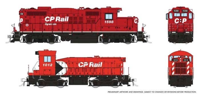 Rapido - GP9u & SW Slug Set - Standard DC - Canadian Pacific #1598, 1012 (System Scheme, red ...