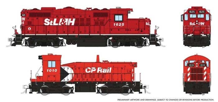 Rapido - GP9u & SW Slug Set - Standard DC - St. Lawrence & Hudson #1625 ...