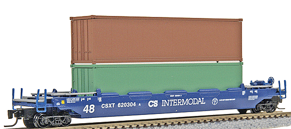 MicroTrain - Gunderson 70' Husky Stack Well Car w/2 Containers - Ready ...