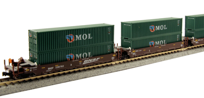Kato - Gunderson Maxi-I 5-Unit Double-Stack Well Car w/40' Containers ...
