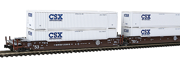 Kato - Gunderson MAXI-IV Double Stack Well Car with 6 CSX Containers ...