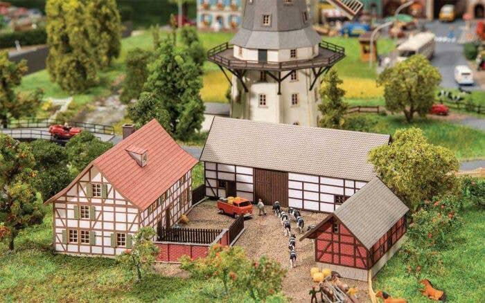 Faller - Half-Timber Three-Sided Farm - Laser-Cut Kit - Includes House ...
