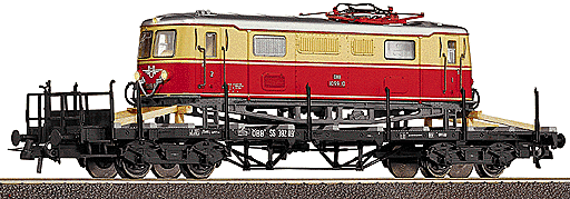 Roco - Heavy Duty Flatcar Era III - OBB w/Electric Locomotive Load OBB ...