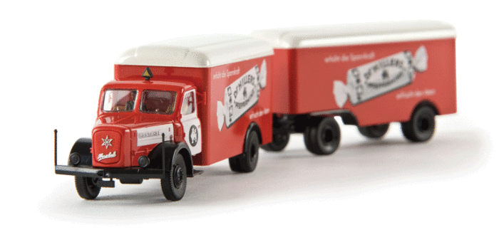 Brekina - Henschel HS 140 Box Van Truck With Trailer - Assembled - With ...