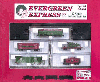 MicroTrain - Holiday Evergreen Express w/F7 Diesel Loco, 3 Boxcars ...