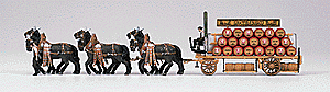 Preiser - Horse-Drawn Wagon - Beer Wagon w/Horses Spatenbrau - 590-30438