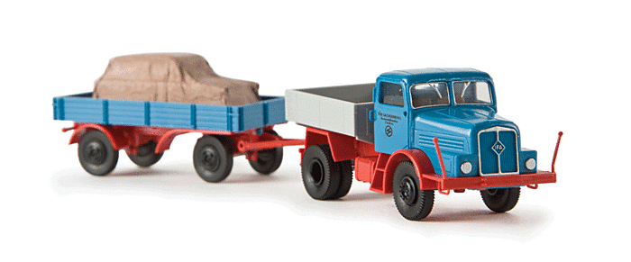 Brekina - IFA Z 6 Low-Side Delivery Truck w/Trailer - Assembled - With ...