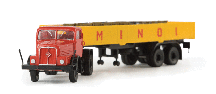 Brekina - IFA Z 6 Truck Tractor w/Low-Side Trailer - Assembled - Minol ...