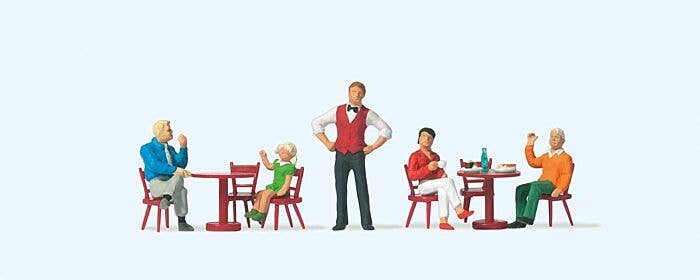 Preiser - In the Bistro - Restaurant with 2 Tables and Chairs - pkg(5 ...