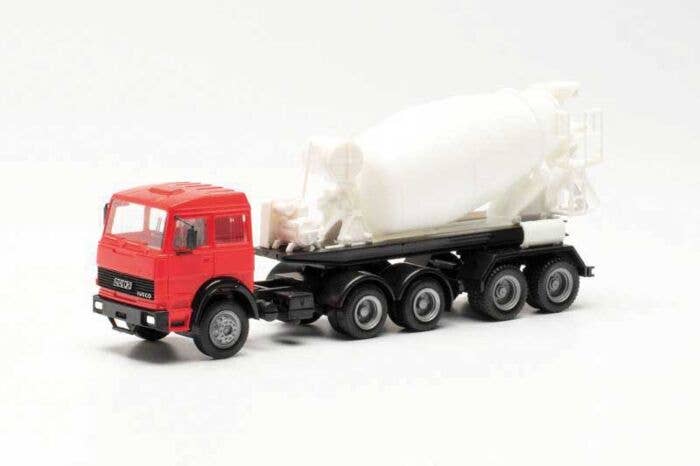 Herpa - Iveco Unic Tractor with Cement Mixer Trailer - Assembled - Red ...