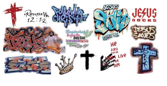 T2 Decals - Jesus Graffiti Decals - Set #4 - 721-HOJESU004