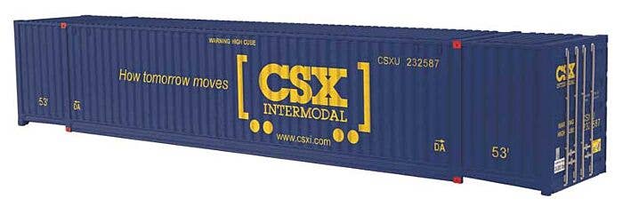 Atlas O - Jindo 53' Container - Assembled - CSX (blue, yellow, Boxcar ...