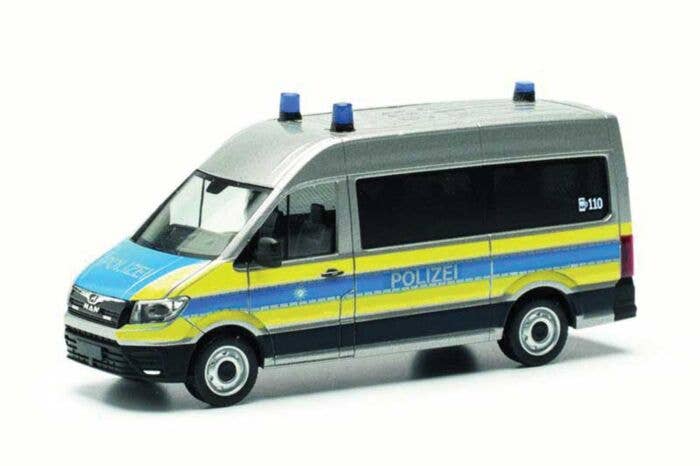 Herpa - MAN TGE Passenger Van - Assembled - Police (silver, yellow ...