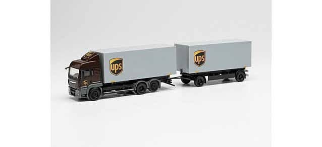 Herpa - MAN TGS LX Box Truck with Trailer - Assembled - UPS (brown ...