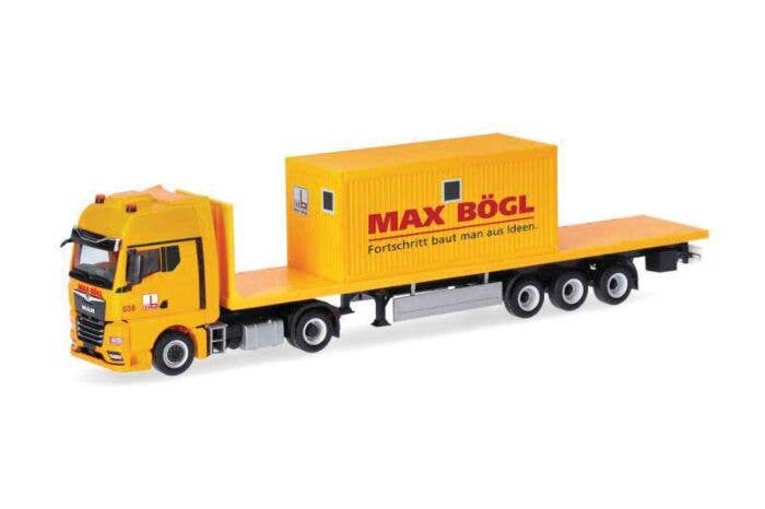Herpa - MAN TGX Tractor & Flatbed Trailer w/Office Container ...