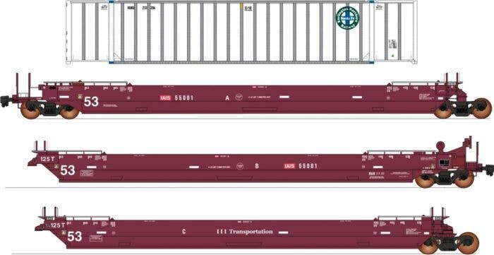 Intermount - Maxi IV 3-Unit Well Car Set Early with 53' Containers ...