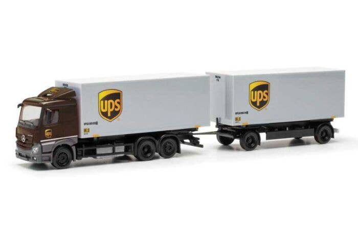 Herpa - Mercedes-Benz Actros Box Truck with Trailer - Assembled - UPS ...