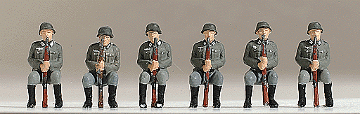 Preiser - Military - Former German Army WWII - Painted Figure Sets - Seated Panzergrenadiers w ...