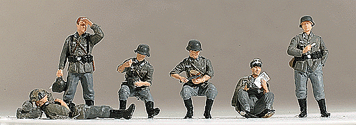Preiser - Military - Former German Army WWII - Painted Figure Sets - Combat Infantry Resting pkg ...