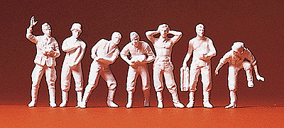 Preiser - Military - Former German Army WWII - Unpainted Figures - Gun Crew pkg(7), Use w/#590 ...