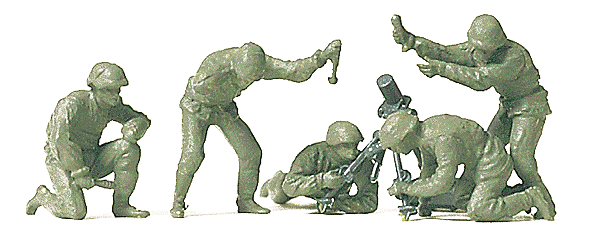 Preiser - Military - Former German Army WWII - Unpainted Figures - Fighting Mortar Crew - 590-16541