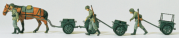 Preiser - Military - Former German Army WWII - Unpainted Figures - Horse- & Hand-Drawn Infantry ...