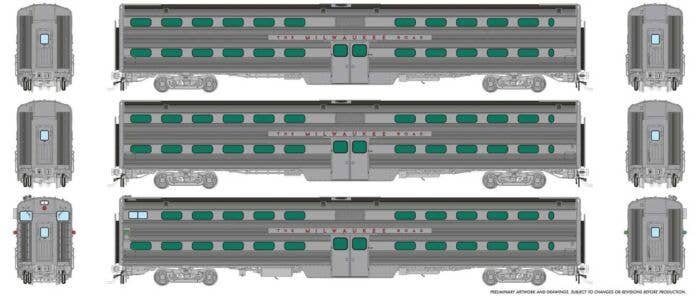 Rapido - MILW-RI Style Budd Gallery Commuter Cab Coach & 2-Coach Set ...