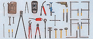 Preiser - Miniature Tools 1/24 - 1/25 Scale - Hand Tools Kit - 590-57301