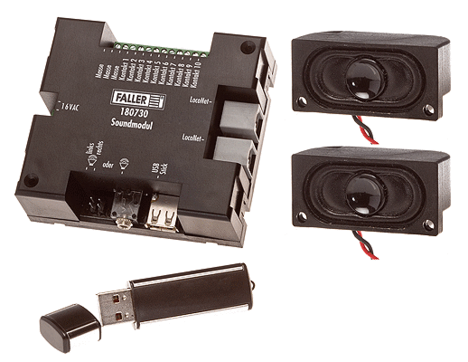 Faller - mp3 Sound Module w/USB Flash Memory Stick & Speakers - Works w ...