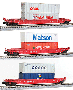 American Z - NSC 53' Well Car 3-Unit Set w/Containers - Ready to Run ...