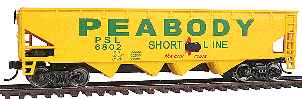 Walthers - Offset Quad Hopper - Ready To Run - Peabody Short Line #6802 ...
