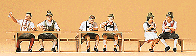 Preiser - Oktoberfest Goers #1 Seated At Tables - pkg(6) - 590-10447