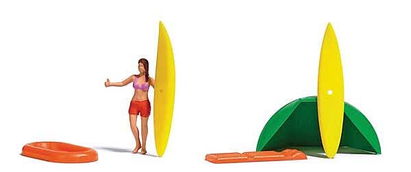 Busch - On the Beach Complete Miniature Scene - Female Surfer, 2 ...