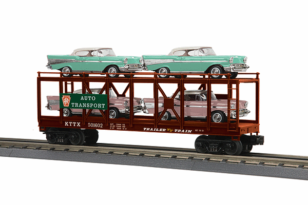 MTH - Open Auto Carrier w/4 Autos - 3-Rail - Ready to Run - RailKing(R ...