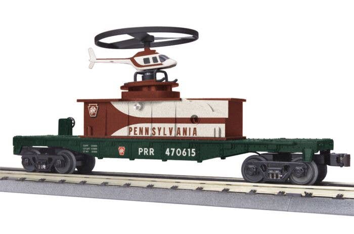 MTH - Operating Helicopter Flatcar - 3-Rail - Ready to Run - RailKing(R ...