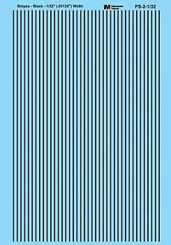 Microscale - Parallel Stripes Decal Set - 1/32" Wide (black) - 460-PS2132