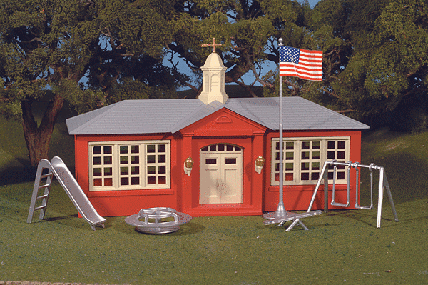 Bachmann - Plasticville U.S.A.(R) Built-Up Buildings - Schoolhouse w ...