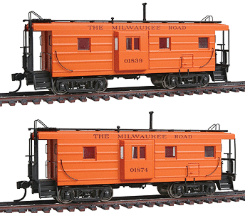 Walthers - Platinum Line(TM) Milwaukee Road Rib Side Caboose Limited-Run 2-Pack Assembled ...