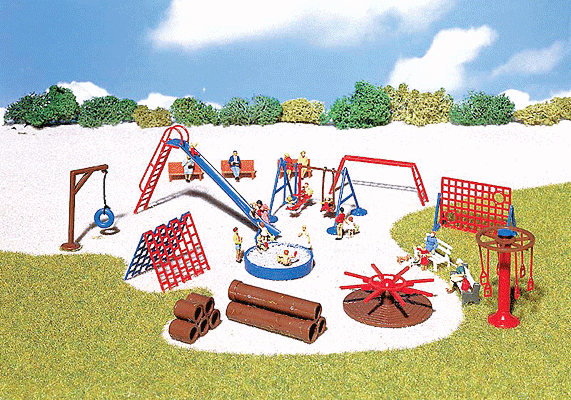 Faller - Playground Accessories - Kit - Includes Tire Swing, Swing Set ...
