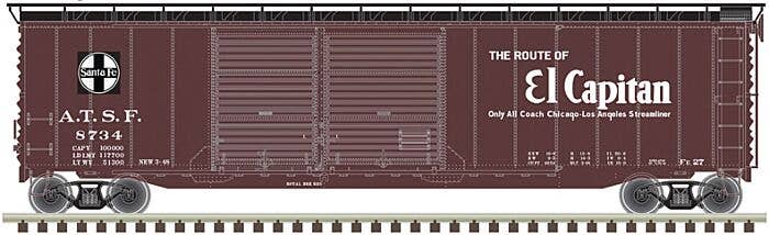 Atlas - Postwar 50' Double-Door Boxcar - Ready to Run - Master(R) - Santa Fe 8666 (Boxcar Red ...