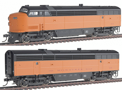 Walthers - Proto 1000 Diesel F-M C-Liner A-B Set - Powered - Milwaukee Road #24A & 24B (orange ...