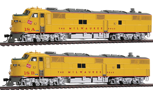 Walthers - PROTO 2000 Diesel EMD E7A-A Powered Standard DC - Milwaukee Road #18A & 18B (yellow ...