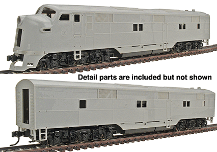 Walthers - PROTO 2000 Diesel EMD E7A-B; 1 Powered w/Sound & DCC, 1 Dummy - Undecorated; A Unit w ...