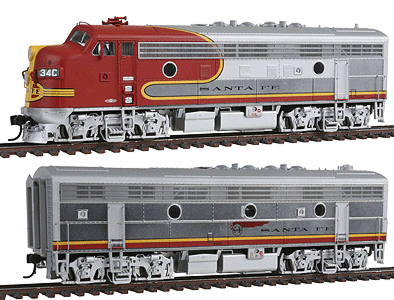 Walthers - PROTO 2000 Diesel EMD F3A-B Set Powered w/Sound & DCC - Santa Fe 16 Class #34C & 34B ...