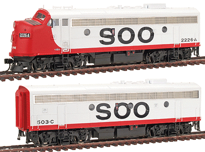 Walthers - PROTO 2000 Diesel EMD F7A-B Set Powered - Standard DC - Soo Line #2226-A w/Mars Light ...