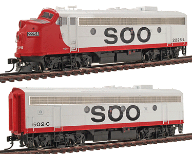 Walthers - PROTO 2000 Diesel EMD F7A-B Set Powered w/Sound & DCC - Soo Line #2225A w/Mars Light ...
